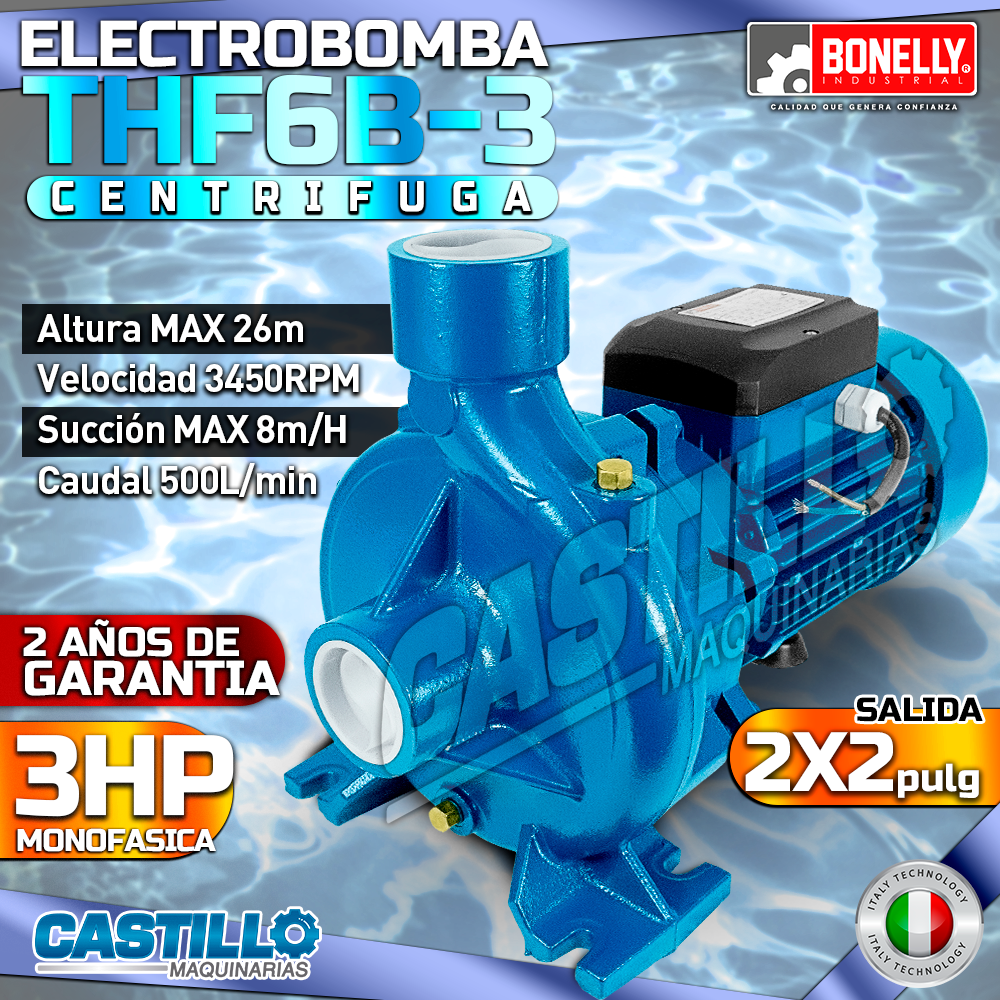Electrobomba centrífuga | Monofásica Bonelly 3HP 2"X2" – castillomaquinarias