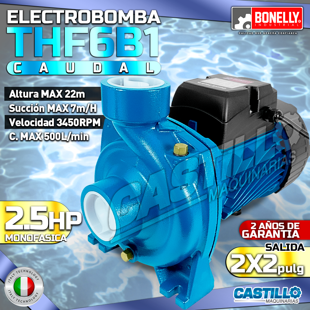 Electrobomba CAUDAL | Monofásica Bonelly 2.5HP 2"x2" – castillomaquinarias